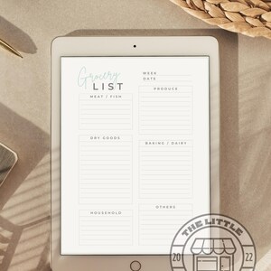Printable Grocery List Template - Weekly Shopping Planner, Meal Prep ...