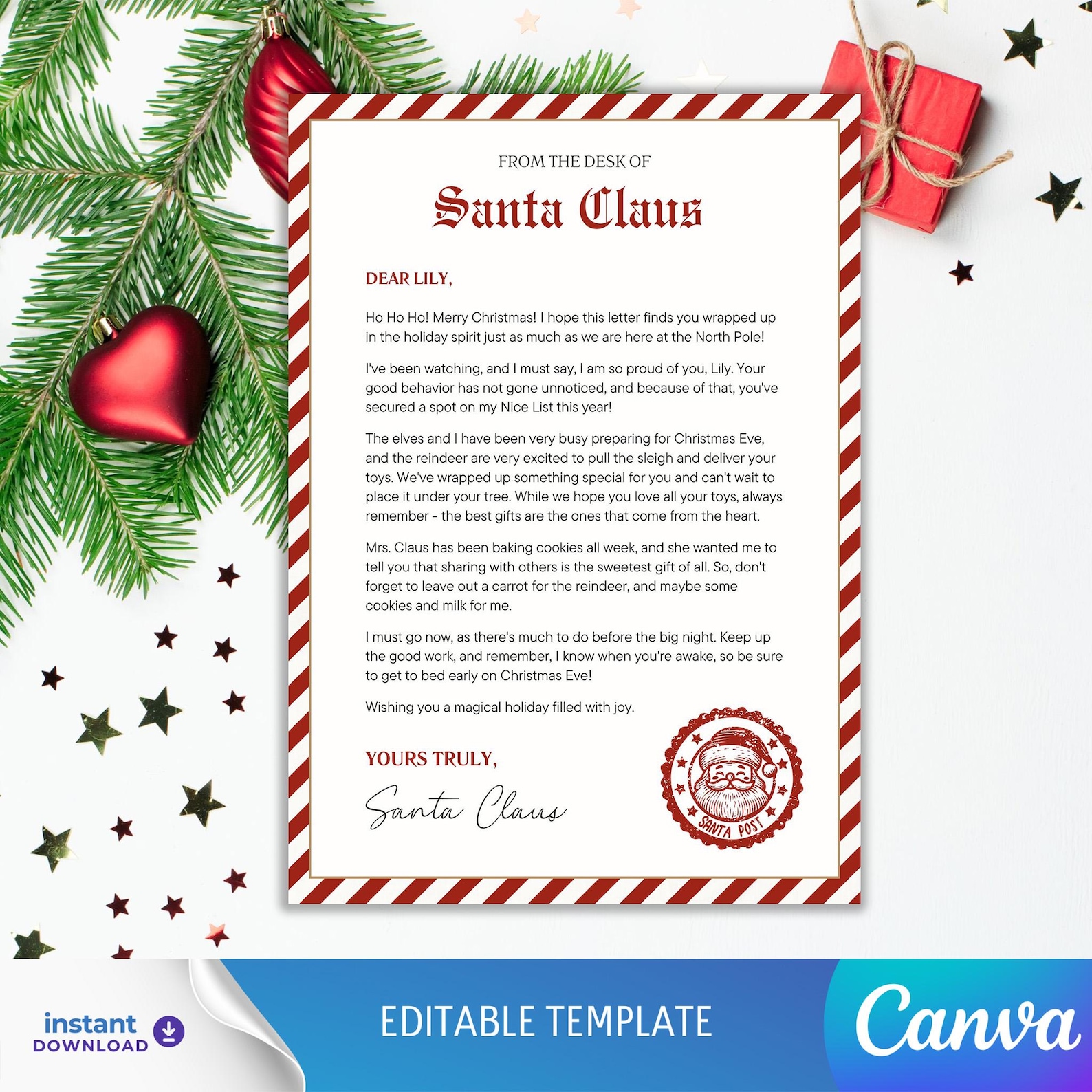 Personalized Santa Letter Template: Editable Christmas Nice List (A4/US ...