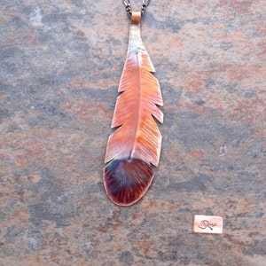 Handcrafted Copper Feather Pendant Necklace - Etsy