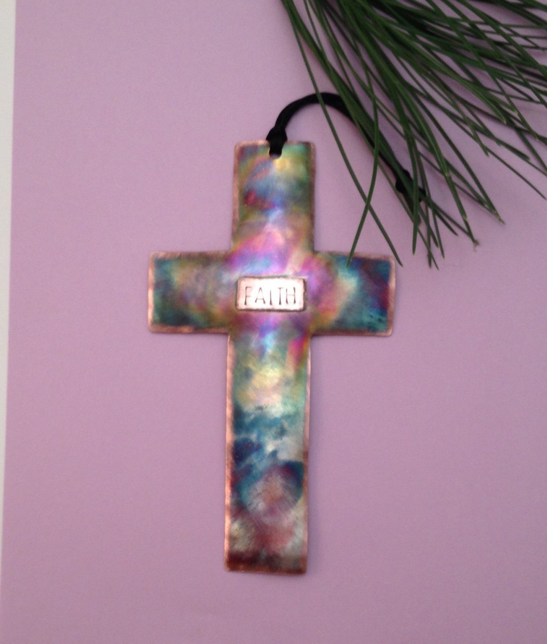 Handcrafted Copper Cross With FAITH Inscription Ornament - Etsy