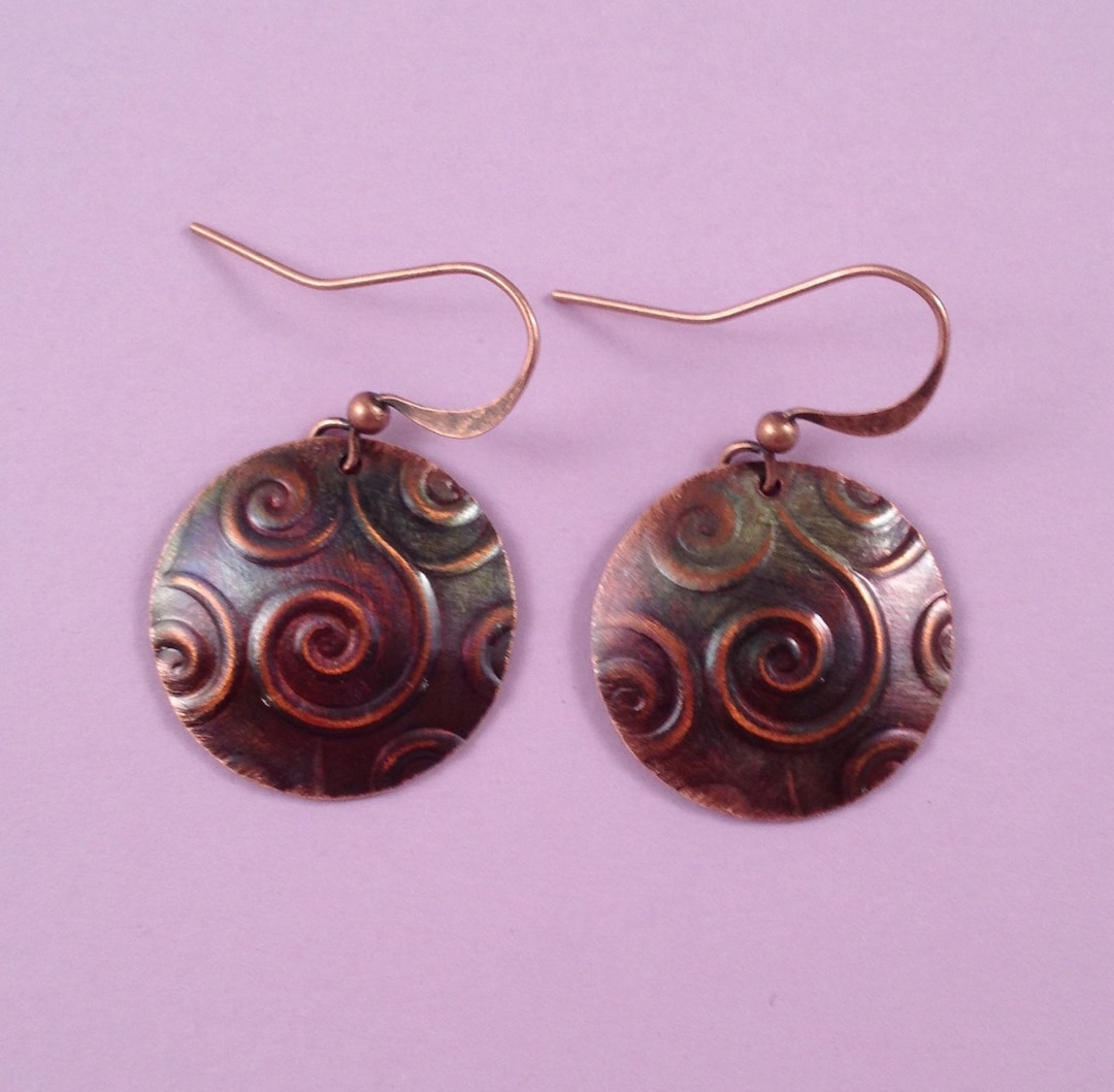 Handcrafted Copper Disk Earrings - Etsy