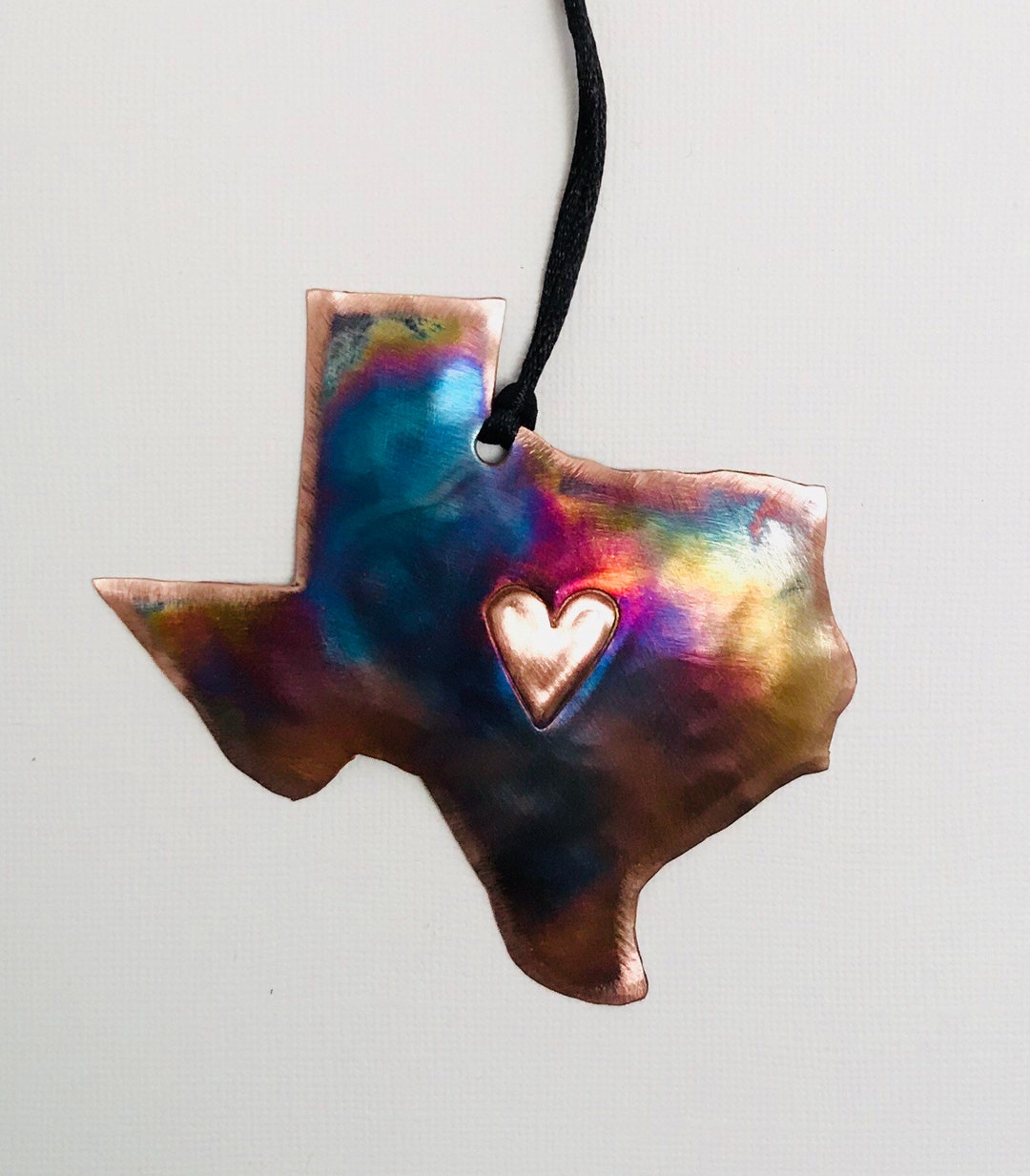 Texas State With Heart Torch Fired Ornament - Etsy