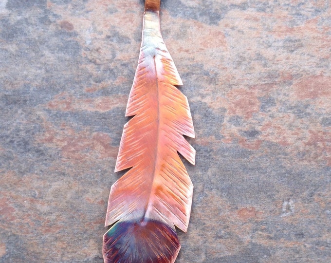 Handcrafted Copper Feather Pendant Necklace - Etsy