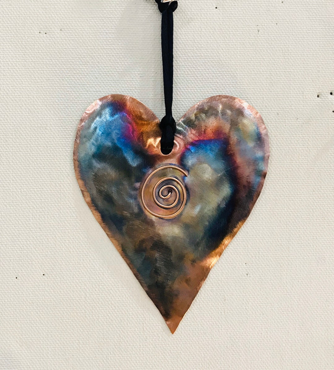 Handcrafted Copper Heart With Swirl Ornament - Etsy