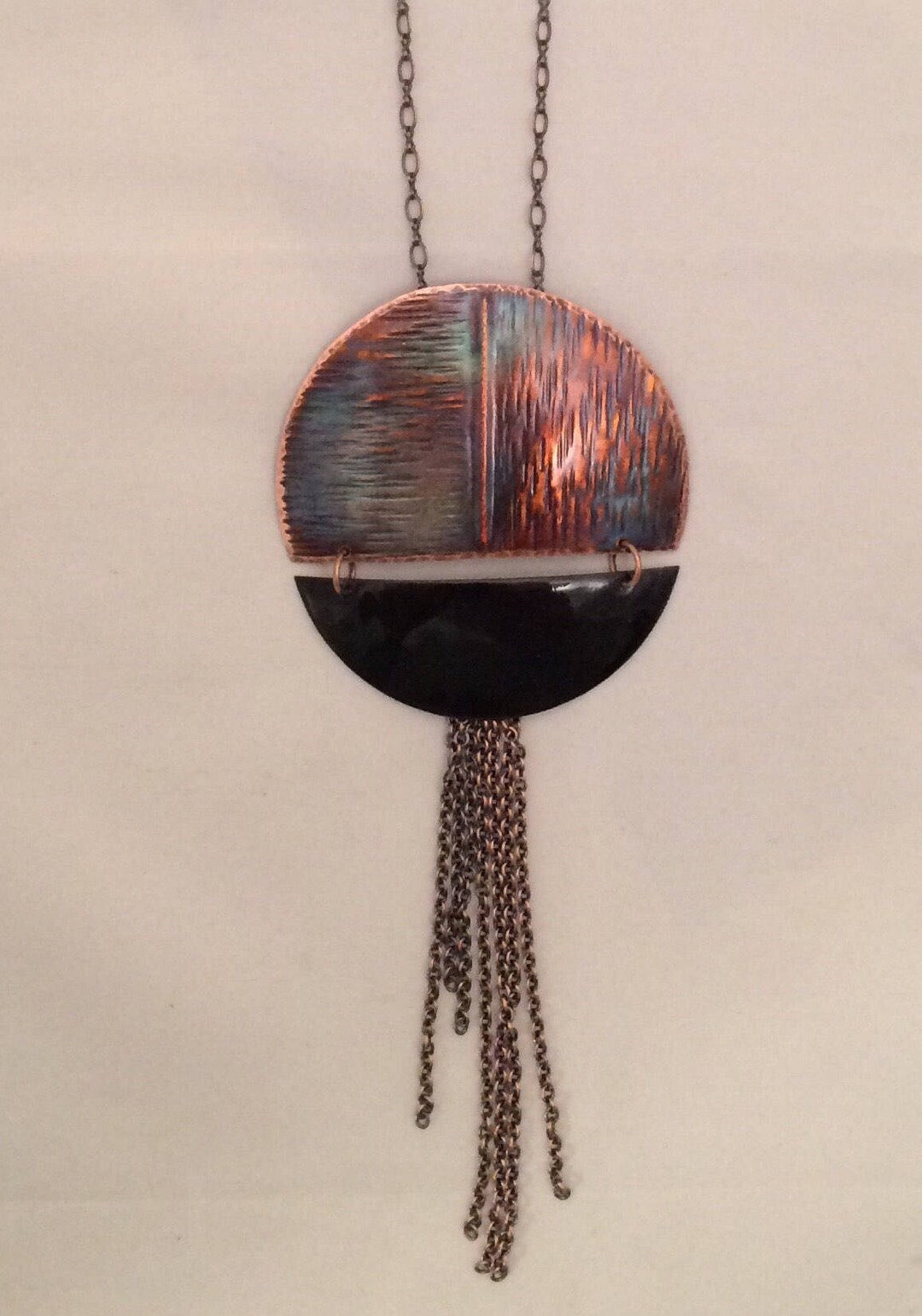 Contemporary Heated Copper Enamel Pendant Necklace - Etsy