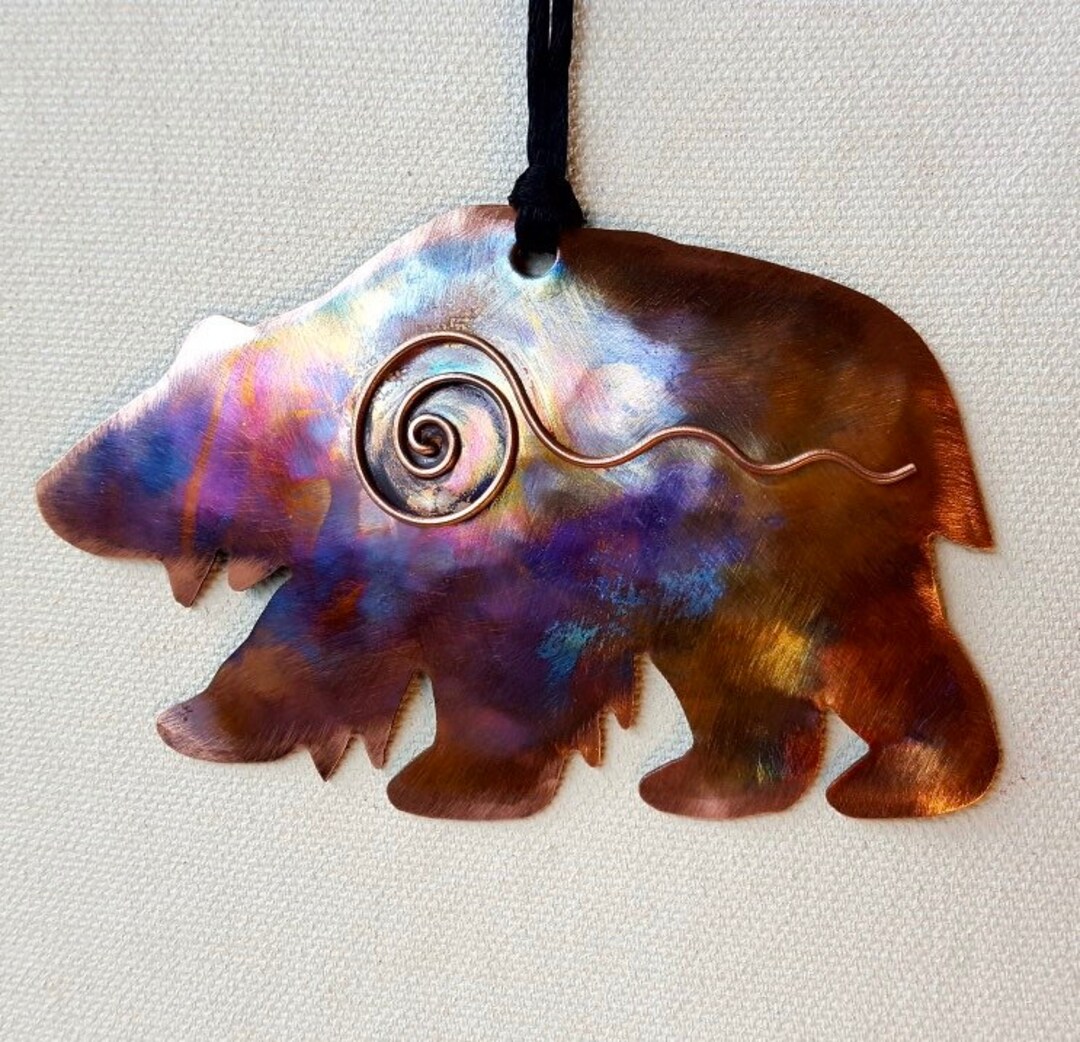Handcrafted Copper Bear With Swirl Ornament - Etsy
