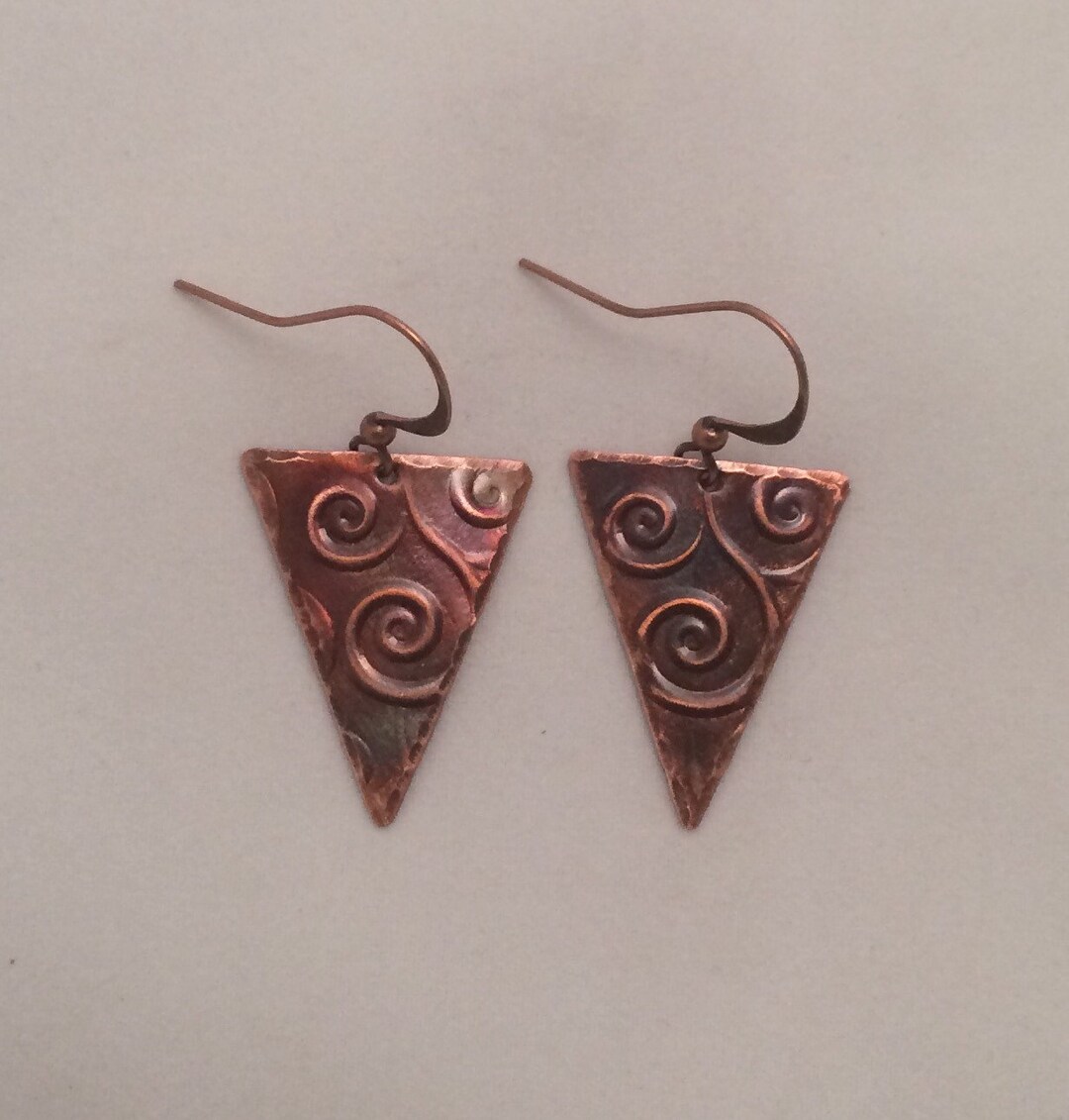 Handcrafted Heated Copper Embossed Earrings - Etsy