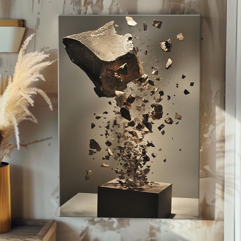 Abstract Stone Bust Canvas Art: Modern Earthy Tones Decor - Etsy