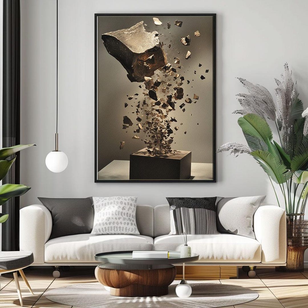 Abstract Stone Bust Canvas Art: Modern Earthy Tones Decor - Etsy