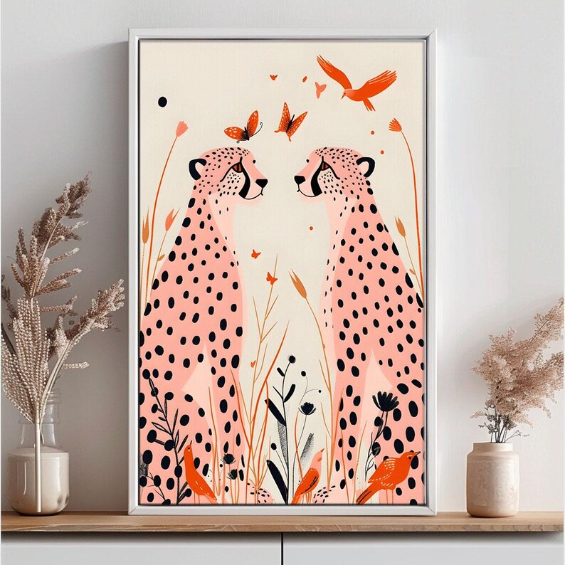 Cheetah Canvas Print: Modern Boho Jungle Animal Art - Etsy