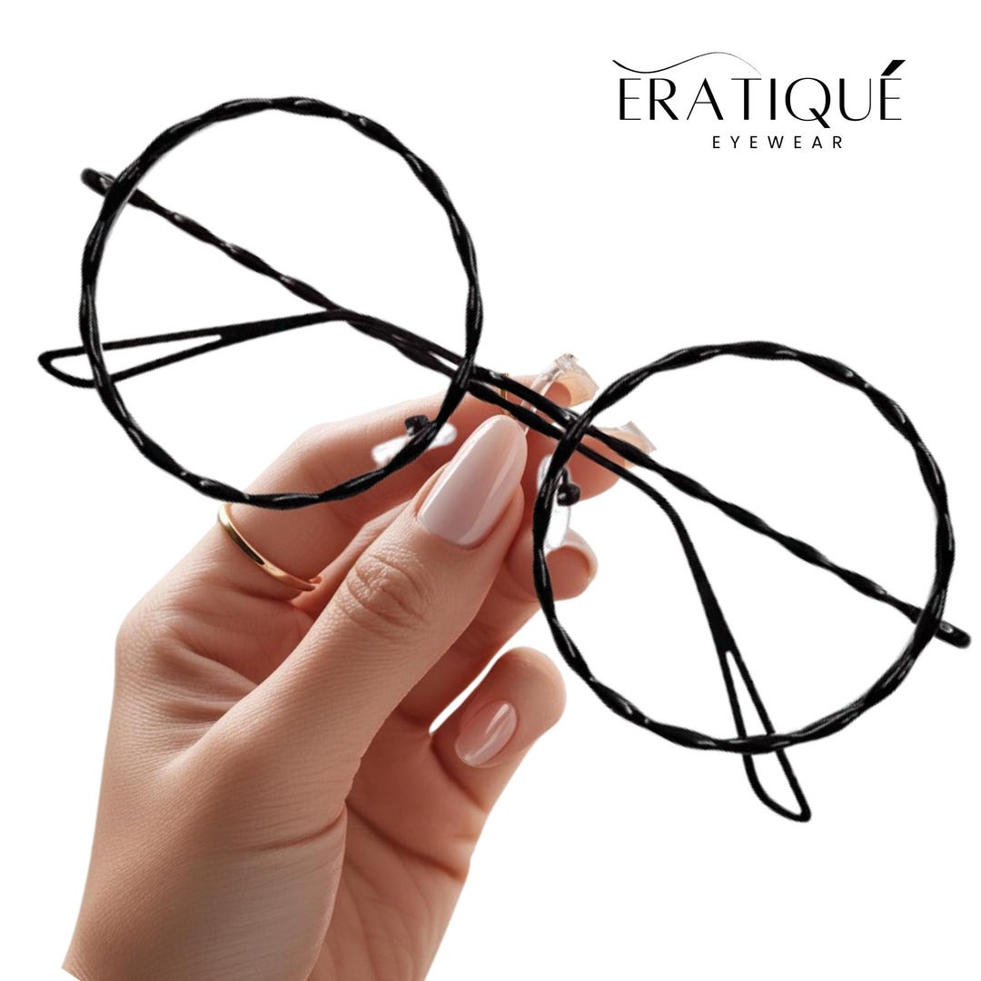 Custom Twisted Wire Frame Blue Light Blocking Glasses| Retro Round ...
