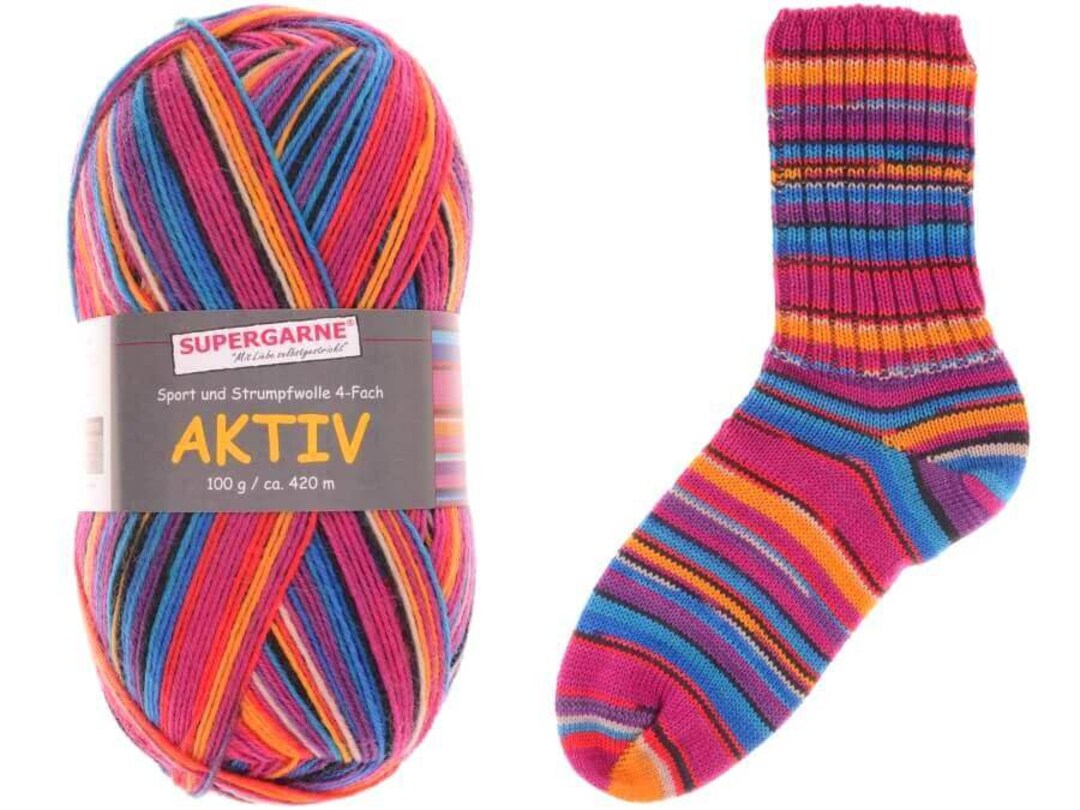 Supergarne Sock Yarn Aktiv Superwash 100g/459yd Inka #8530 FREE ...