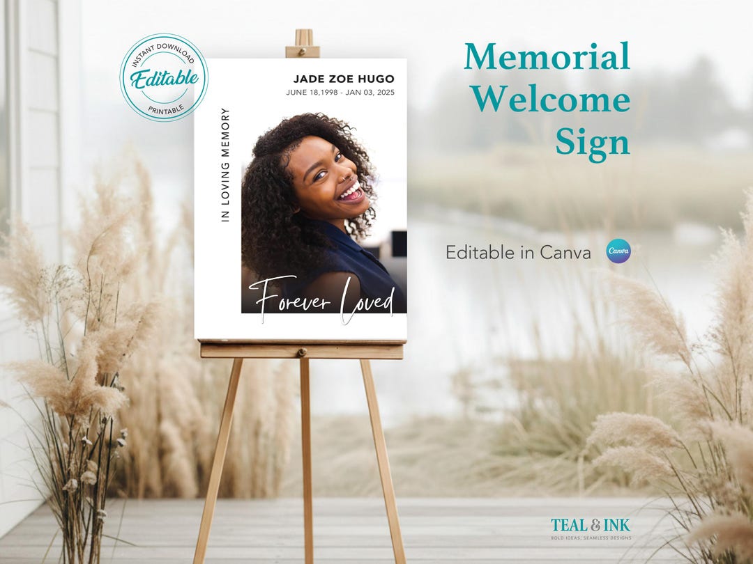 Memorial Welcome Sign Template | Editable Funeral Welcome Poster ...