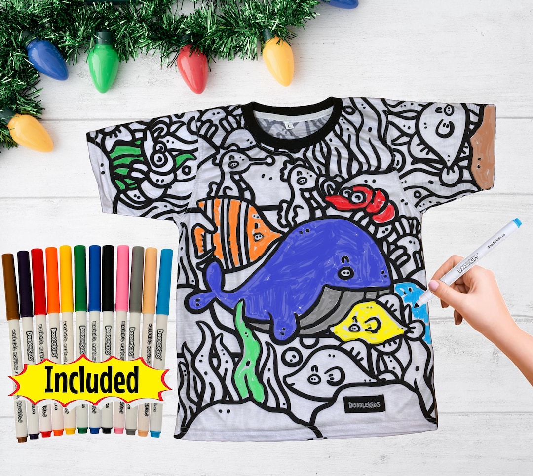 T-shirt Colouring Activity for Kids Markers Included Color Your Own ...