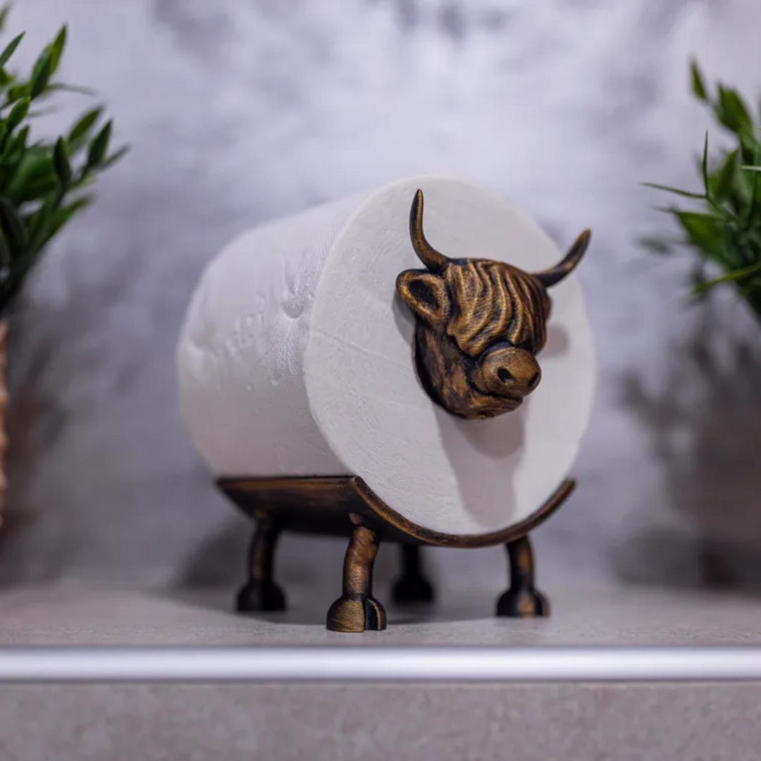 Highland Cow Toilet Roll Holder 3D Printed Unpainted Bathroom Accessory ...