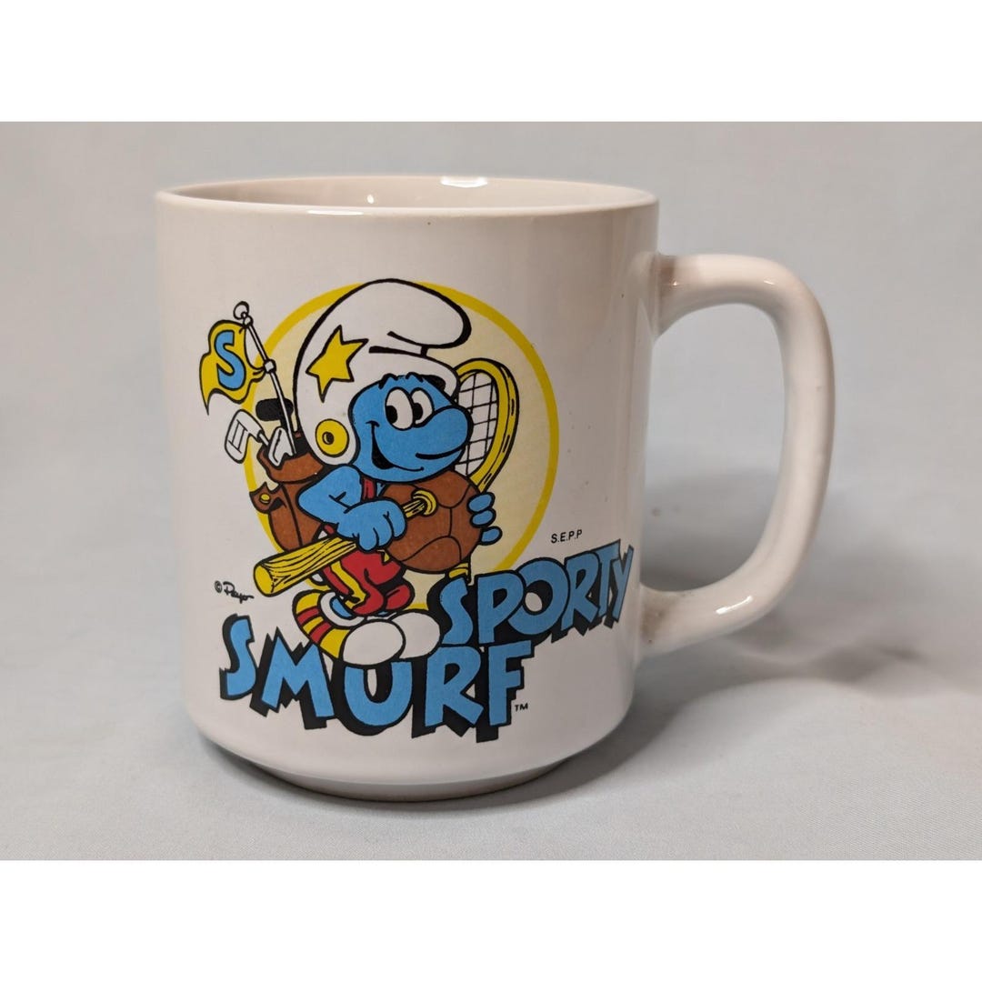 Sporty Smurf Vintage Coffee Cup 80s Cartoons - Etsy