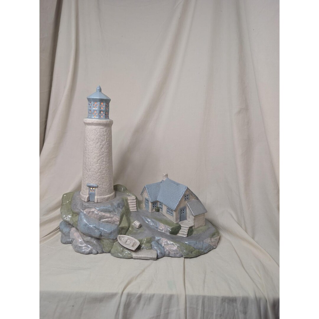 Byron Molds Hand Painted Lighthouse Night Light Nautical Home Decor ...