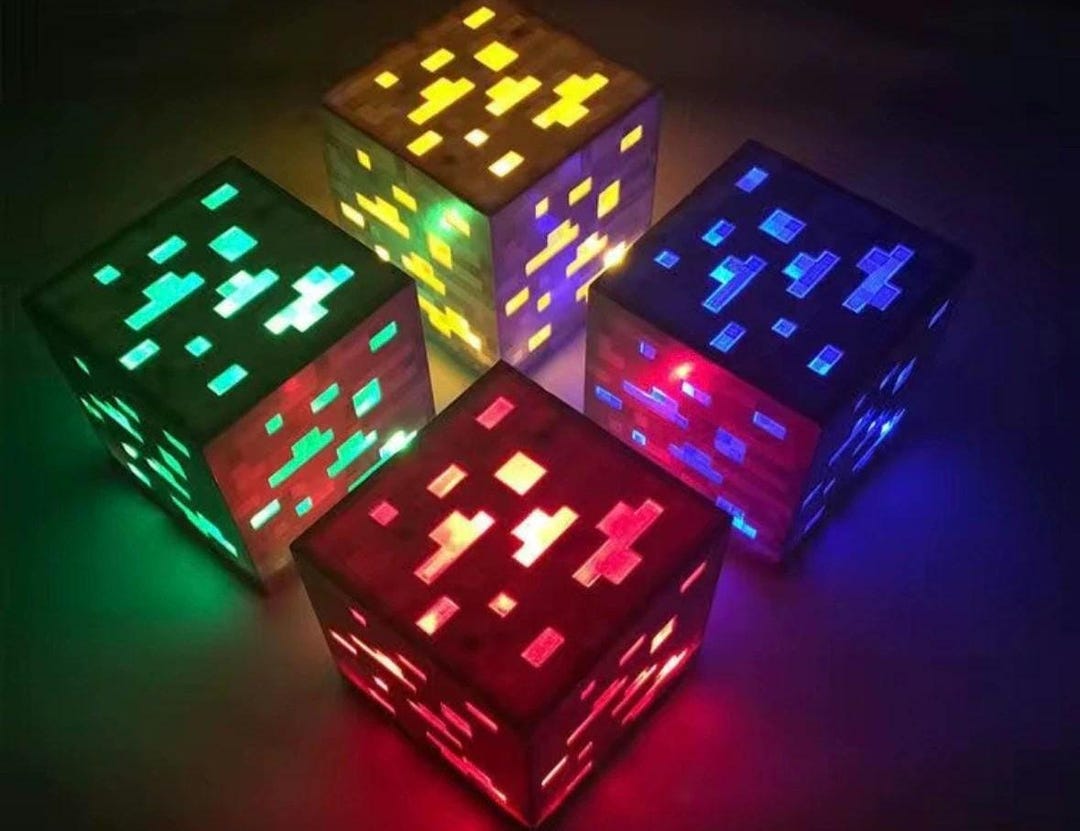3D Printed LED Functional Minecraft Light Block Glowing Mine Ground ...