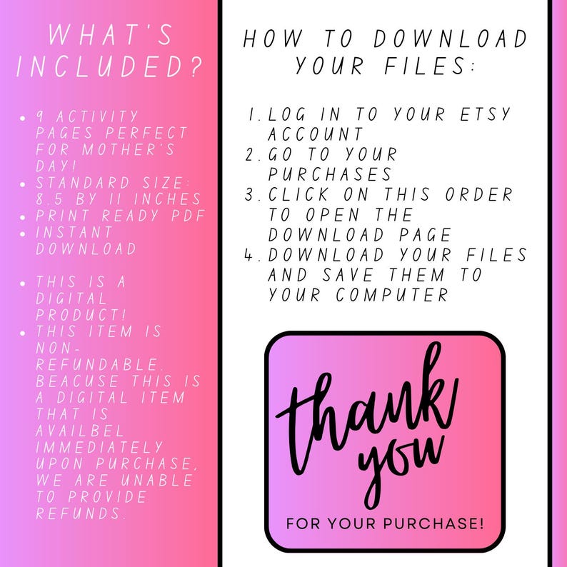 Mother's Day Activity Bundle for Kids – 9 Printables (PDF Download) - Etsy