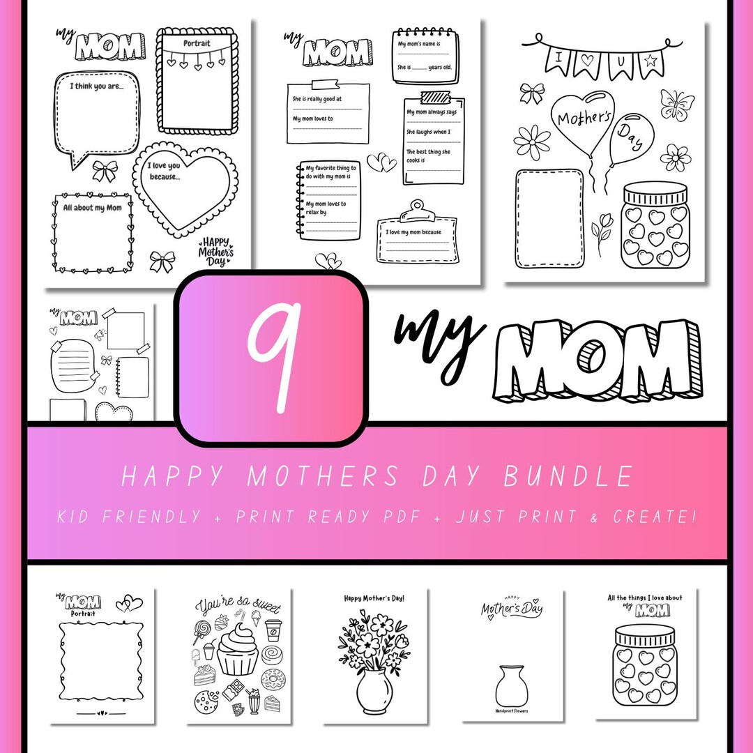 Mothers Day Activity Bundle for Kids – 9 Printables (PDF Download) - Etsy