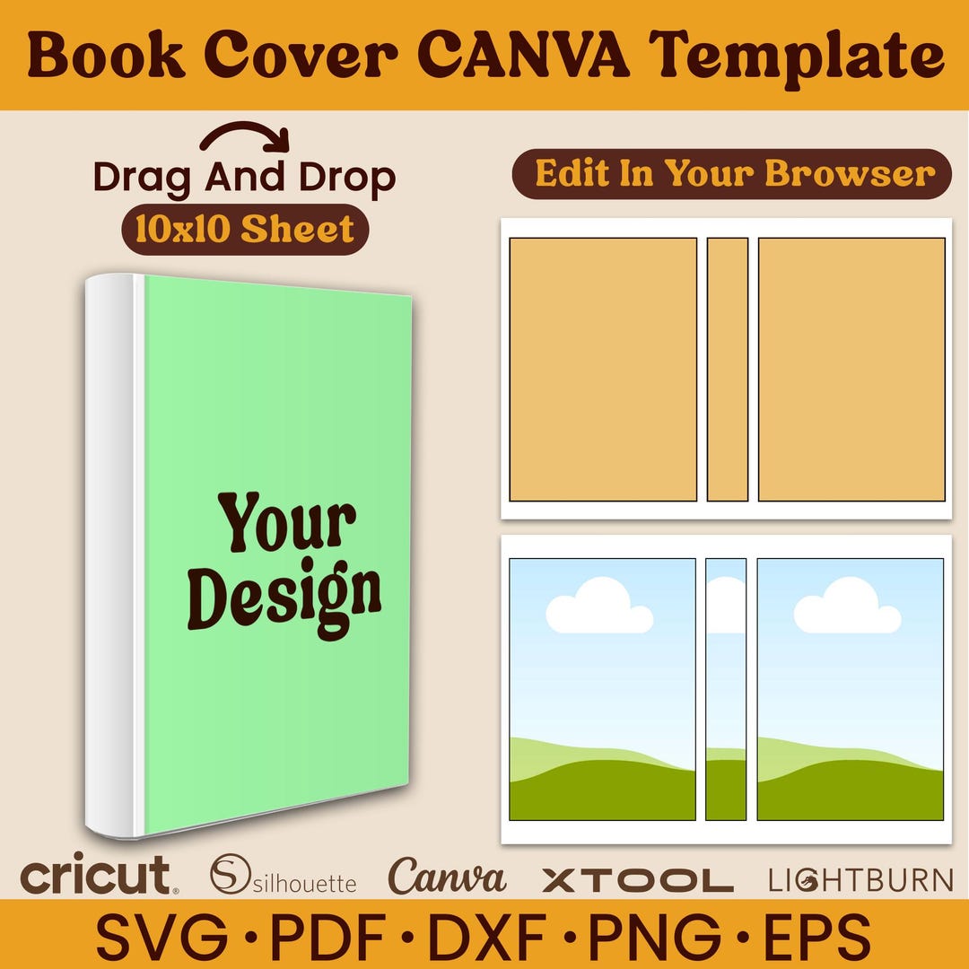 Editable Book Cover Template, Blank Book Cover Template Svg, Drag and ...