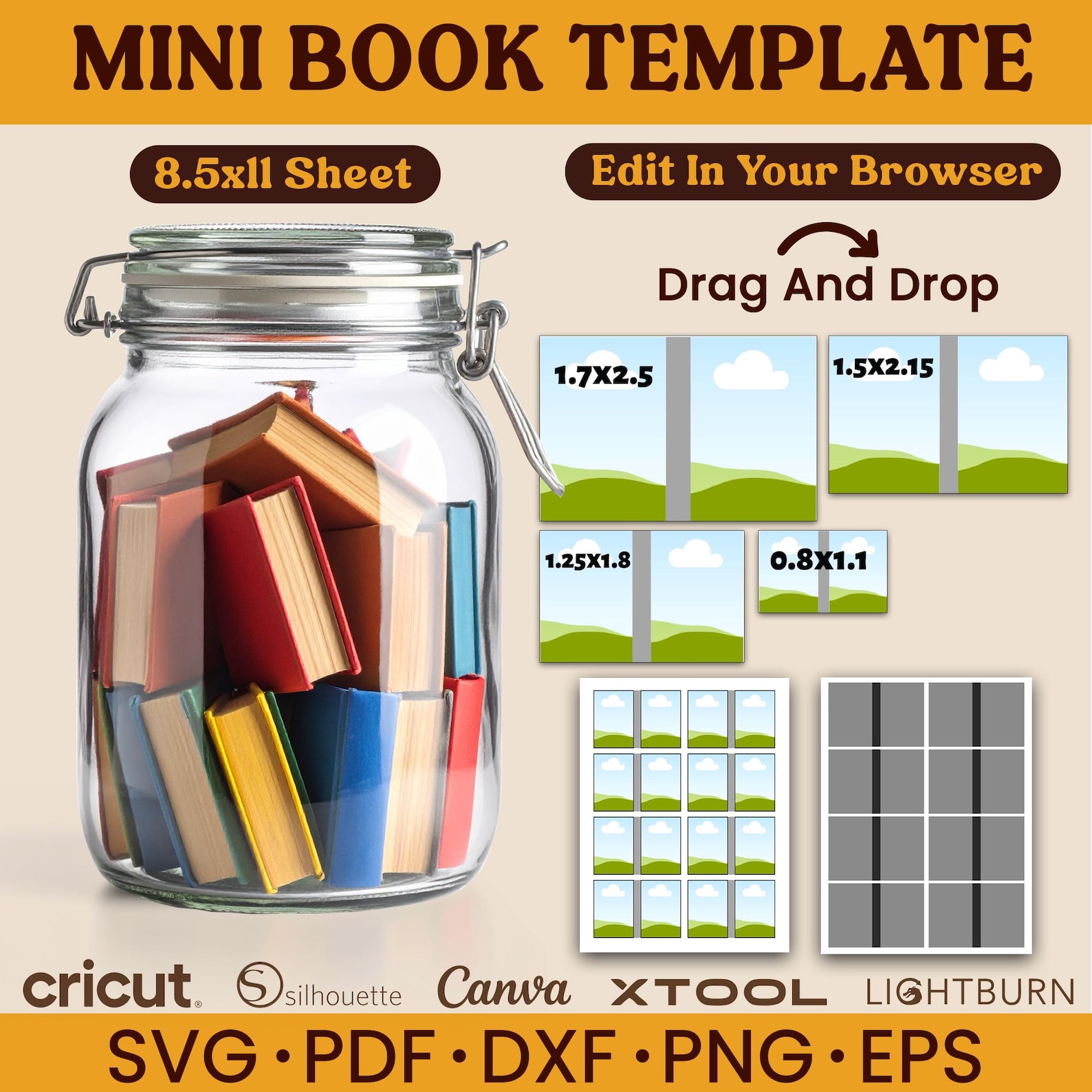 Editable Mini Book Template: DIY Pocket Journal, Canva & Cricut ...