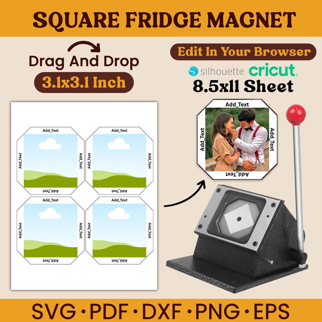 3.1x3.1 Square Fridge Magnet Template | DIY Magnet Canva Template ...