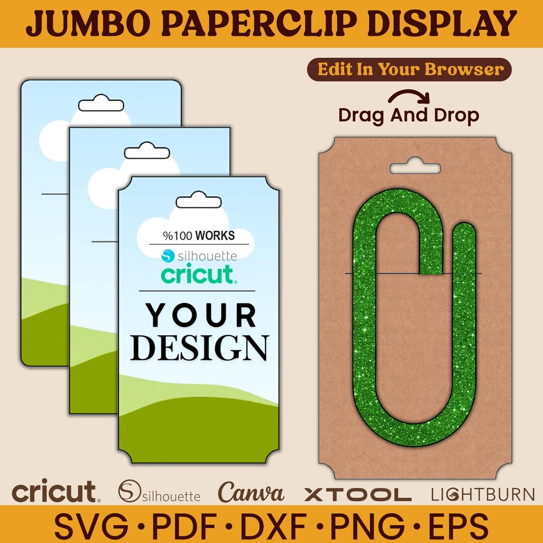 Jumbo Paperclip Display Card Template, Printable Display Card Template ...