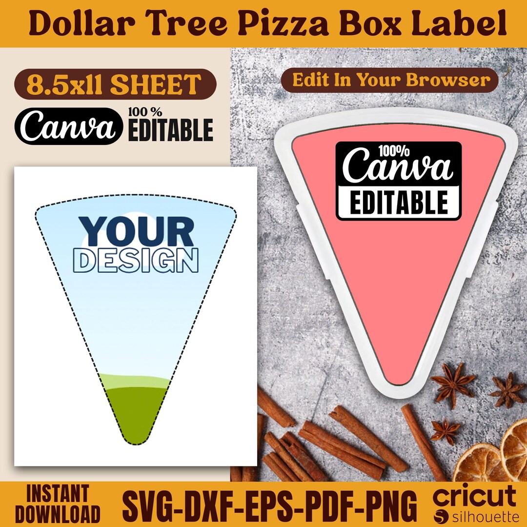 Dollar Tree Pizza Box Sticker Template, Editable Pizza Favor Box ...
