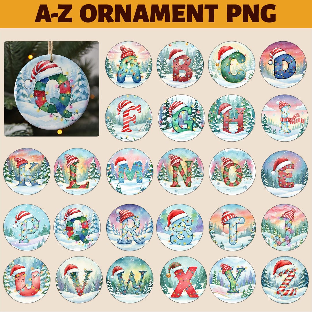A to Z Christmas Ornaments Png, Letter Christmas Ornaments Png ...