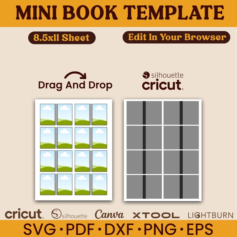 Editable Mini Book Template: DIY Pocket Journal, Canva & Cricut ...