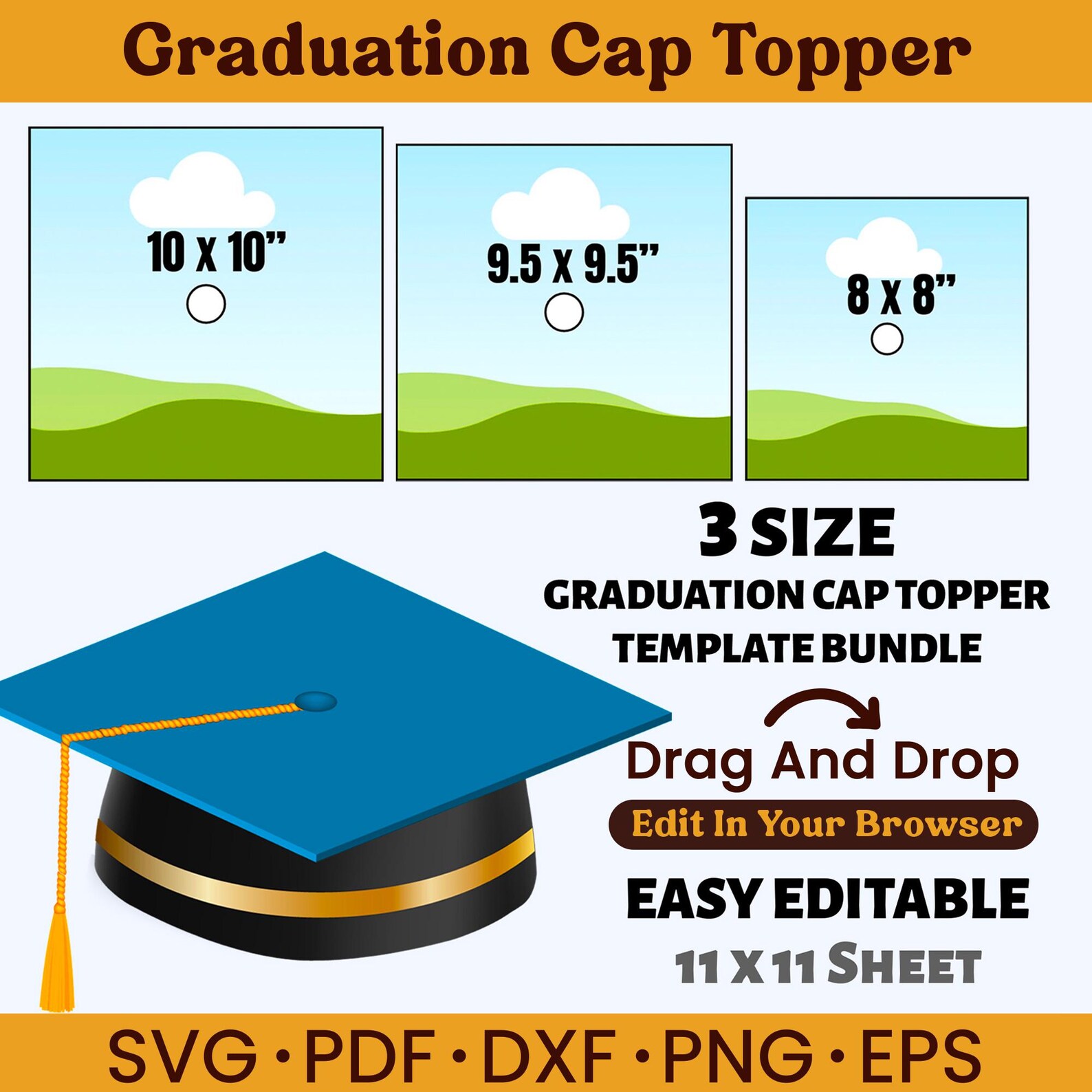 Graduation Cap Topper Canva Template Bundle, Graduation Cap Topper Svg ...