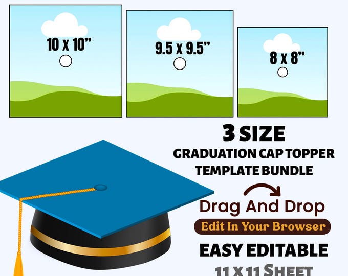 Blank Graduation Cap Topper Template Digital Download | Grad Topper ...
