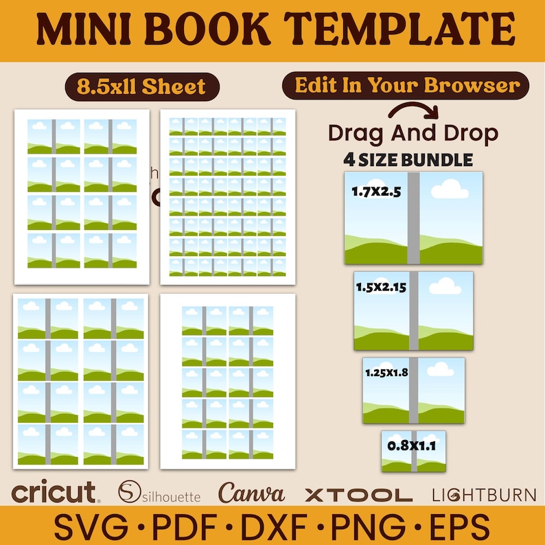 Editable Mini Book Template: DIY Pocket Journal, Canva & Cricut ...