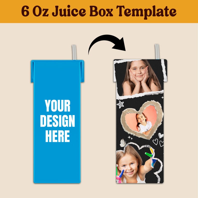 6oz Juice Box Template Canva, Juice Box Wrapper Template, Kids Party ...