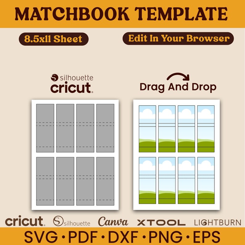 Matchbook Template Svg, Blank Matchbook Canva Template, Blank Match Box ...