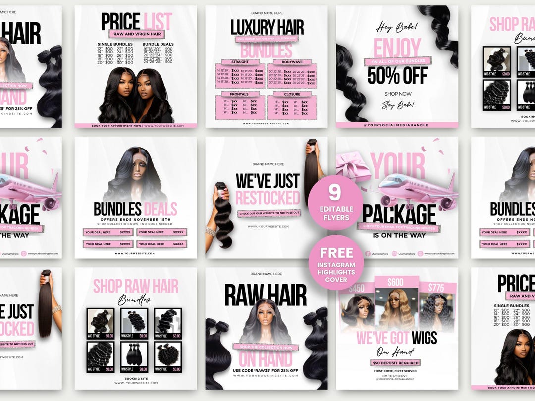 Hair Bundle Flyer Hair Business Flyer Hair Bundle Price List Hair Wig ...