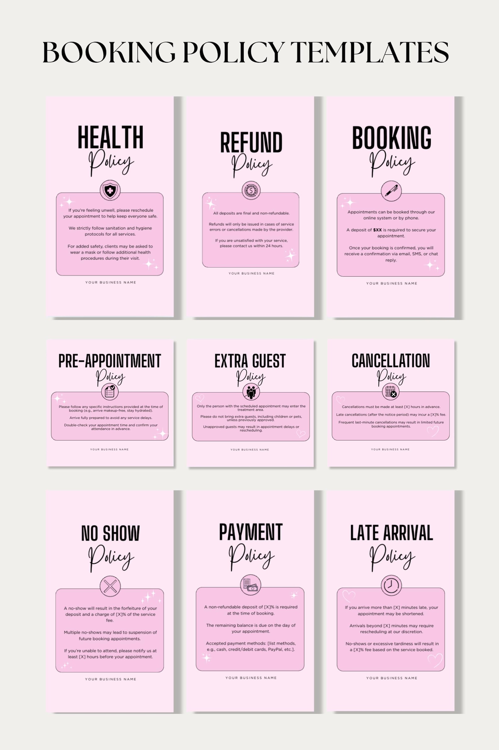 Booking Policies Template Canva Booking Policy Instagram Story Hair ...