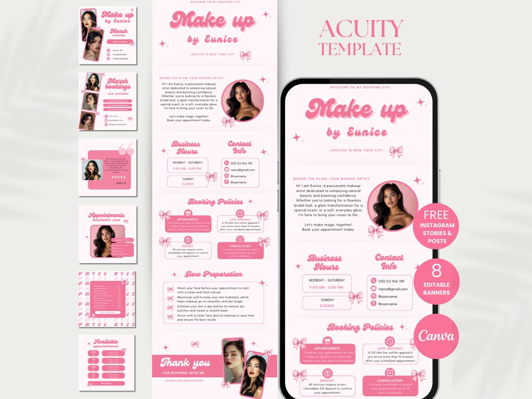 Acuity Pink Makeup Scheduling Acuity Template Makeup Website Template ...