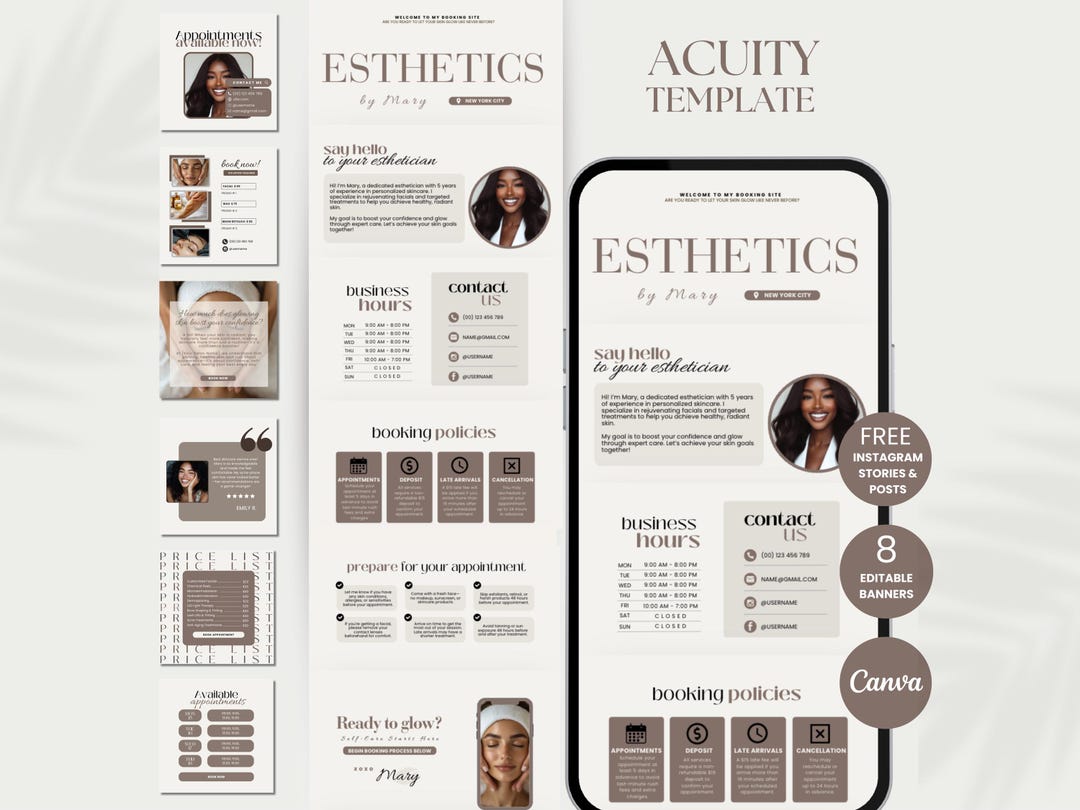 Esthetician Acuity Scheduling Template Esthetician Acuity Booking Site ...