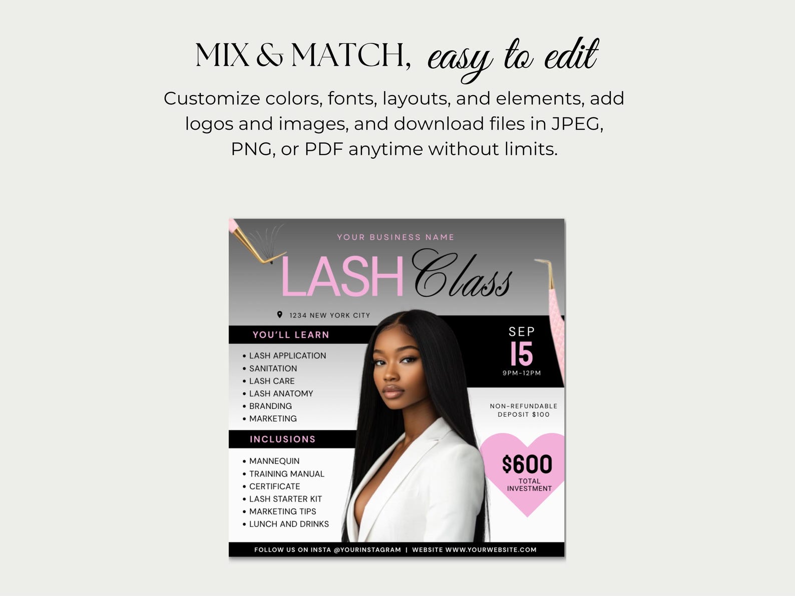 Eyelash Course Flyer Training Lash Class Flyer Lash Extension Flyer ...