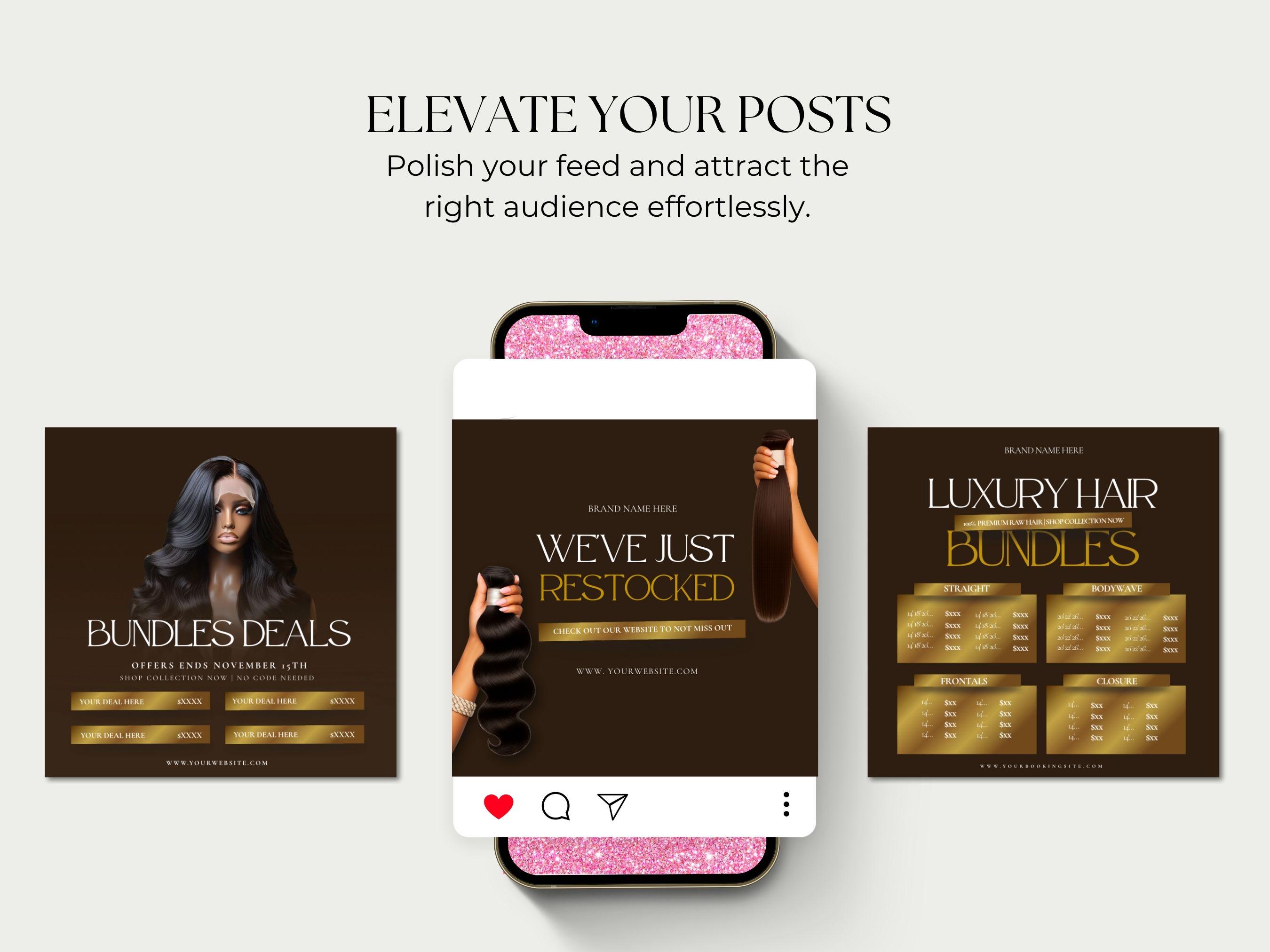 Bundles Pricelist Hair Business Flyer Hair Bundle Template Hair Deals ...