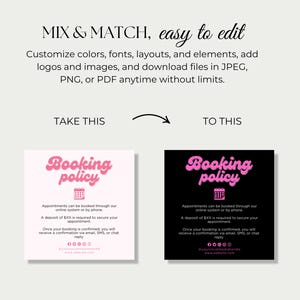 Booking Policy Templates Nail Policies Template Lash Policy Canva ...