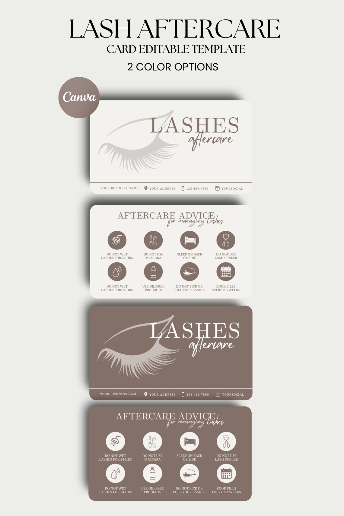 Lashes Aftercare Card Template Aftercare Card Lash Extension After Care ...