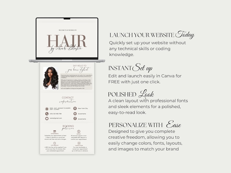 Square Booking Site Template Hair Square Appointments Hair Website ...