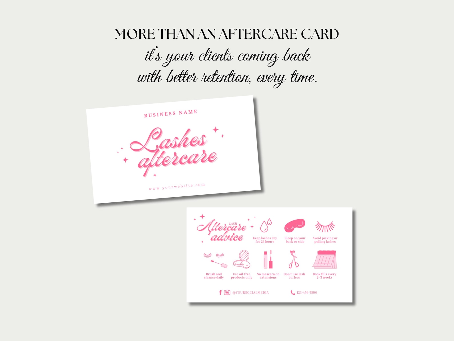 Lash Aftercare Cards Template Lashes After Care Guide Lash Extension ...