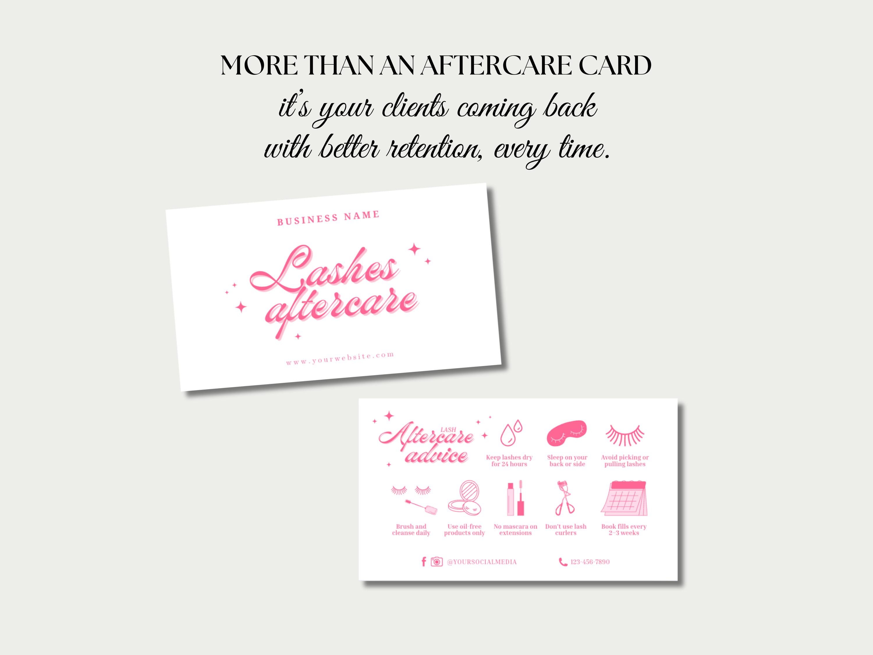 Lash Aftercare Cards Template Lashes After Care Guide Lash Extension ...