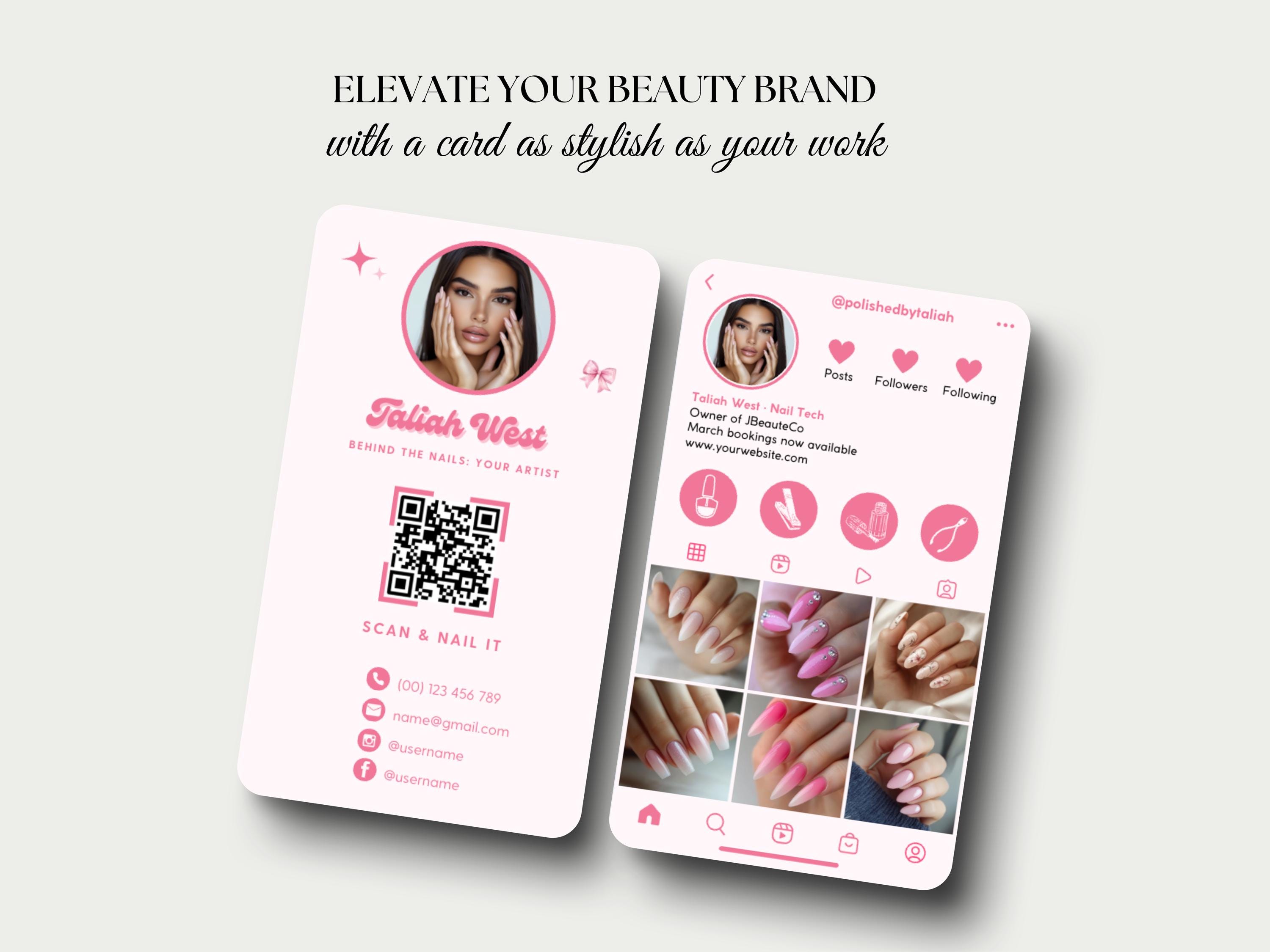Nail Business Card Template Nail Tech Card Business Nails Salon Card ...