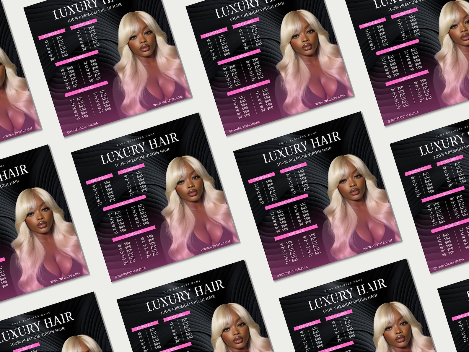 Hair Bundles Price List Flyer Template Wig Price List Hair Bundles ...