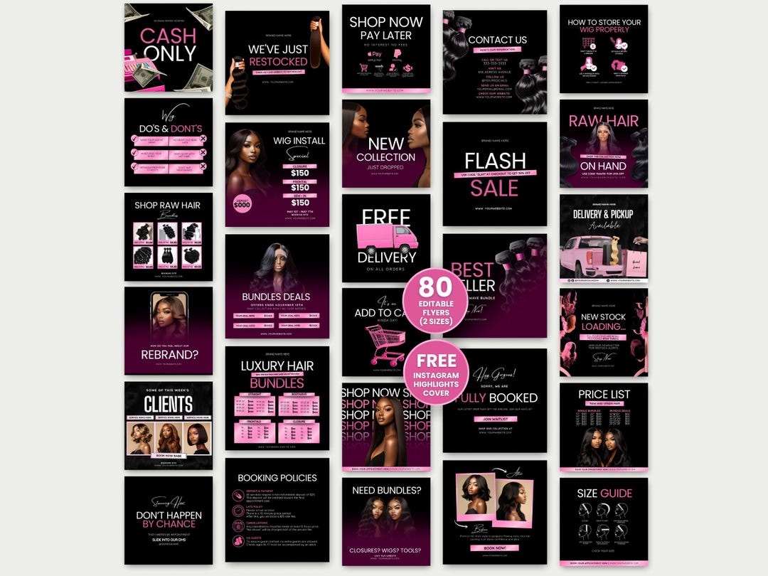 Luxury Hair Template Wig Branding Templates Canva Hair Sales Flyer Hair ...